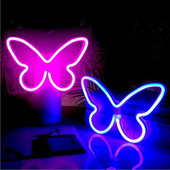 Urban Outfitters | Accents | Neon Pinkblue Butterfly Cute Led Light ...